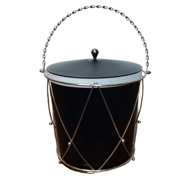 Thermos | Dining | Vintage Ice Bucket Thermos Black With Gold Metal ...